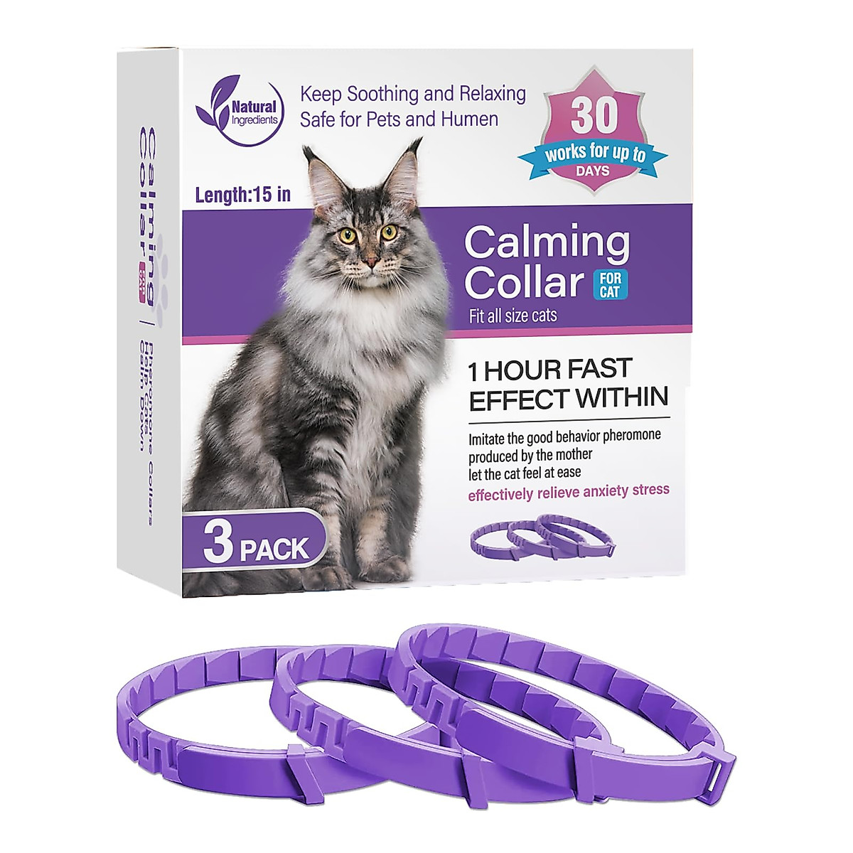 Cat Calming Collar Calming Collar for Cats 3 Pack Calming Cat Collar Relieve Stress and Anxiety Calming Collar Relax Cat Pheromone Collar Suitable for Small Medium and Large Cats Calming Cat Collars