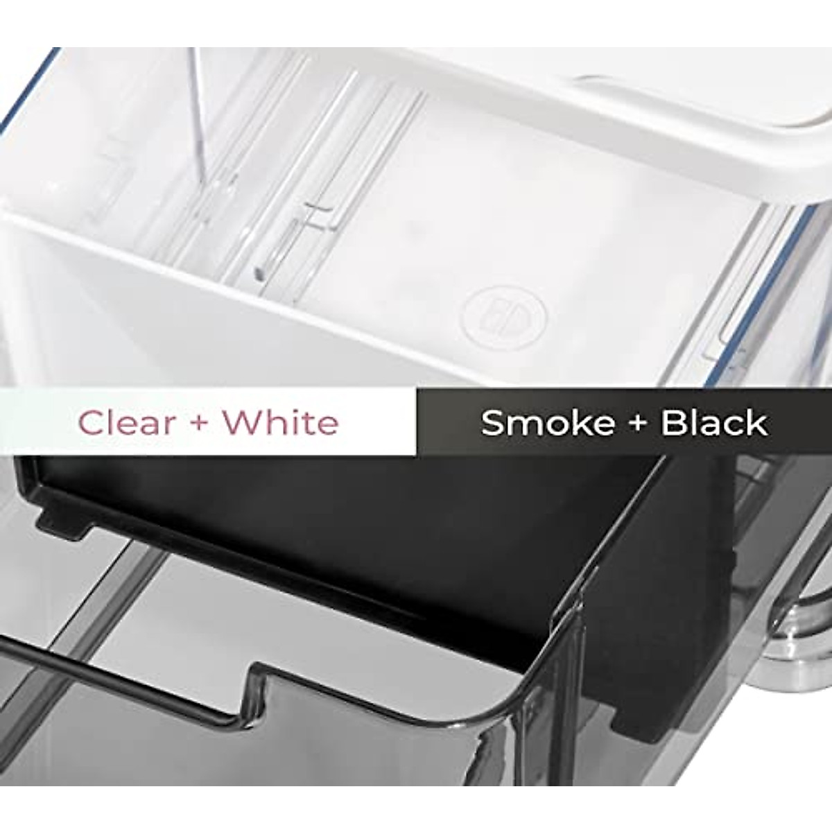 iDesign The Sarah Tanno Collection Medium Stacking Cosmetic Drawer Organizer with Lid and Divider, Clear/White