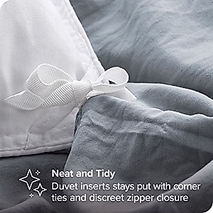 Bare Home Sandwashed Duvet Cover Queen Size - Premium 1800 Collection Duvet Set - Cooling Duvet Cover - Super Soft Duvet Covers (Queen, Sandwashed Dusty Blue)