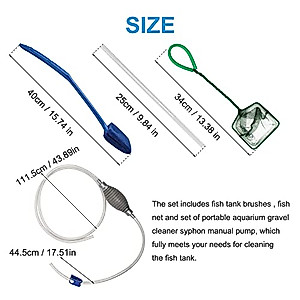 Coldairsoap Fish Tank Gravel Vacuum Pump, Fish Tank Gravel Cleaner/Water Changer, Aquarium Water Changer Siphon, 3 in 1 Aquarium Gravel Cleaner with Sponge Scrubber Pad Cleaning as