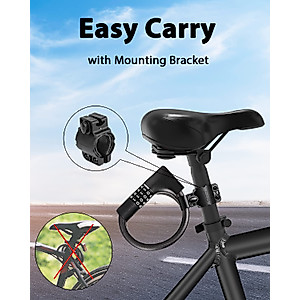 KEYSTP Bike Lock Cable with Combination Key,Password Lost Retrievable Bicycle Lock Anti-Theft,Resettable with Mounting Bracket for Bikes and Scooters