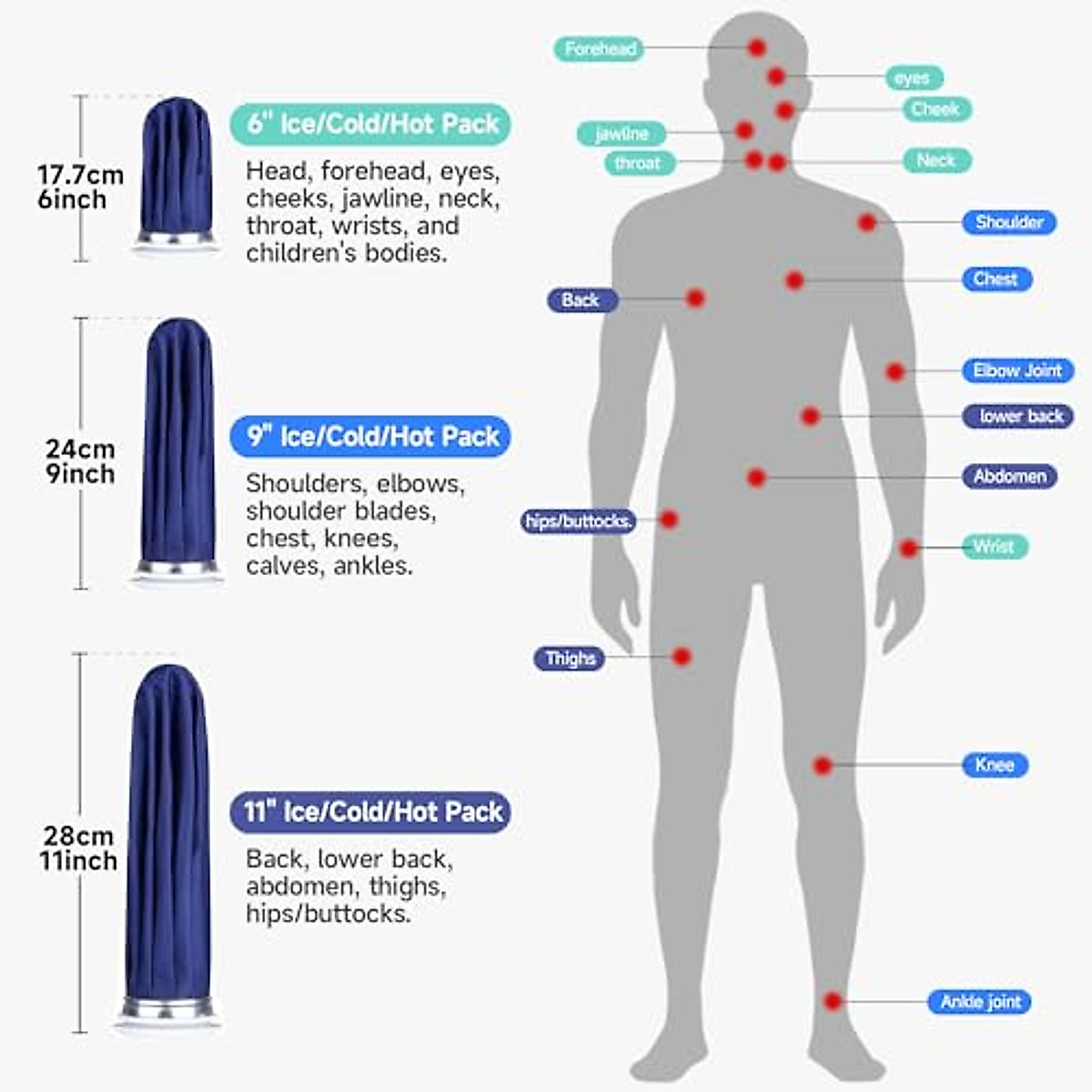 BICAREE Ice Pack for Injuries Reusable, Ice Bags Hot Water Bag for Hot & Cold Therapy and Pain Relief with Cover, No-Leak Elastic Breathable Ice Bag, Size 9"