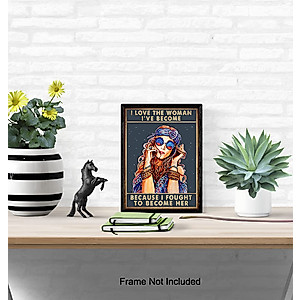 Inspirational Motivational Poster Wall Art & Decor - 8x10 Boho Wall Decor - Hippie Room Decor - Positive Quotes Sayings - Encouragement Gifts for Women - Bohemian Girls Bedroom Living Room Home Office