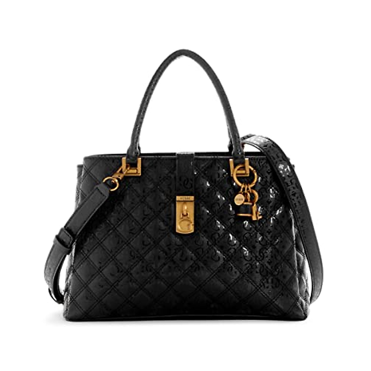GUESS Gaia Triple Compartment Satchel, Black