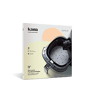Kana Premium Perforated Parchment Air Fryer Paper Liners - 100 Eco-Friendly Pack - For Bamboo Steamer, Steaming Basket, Rice, Dim Sum (9 inch)