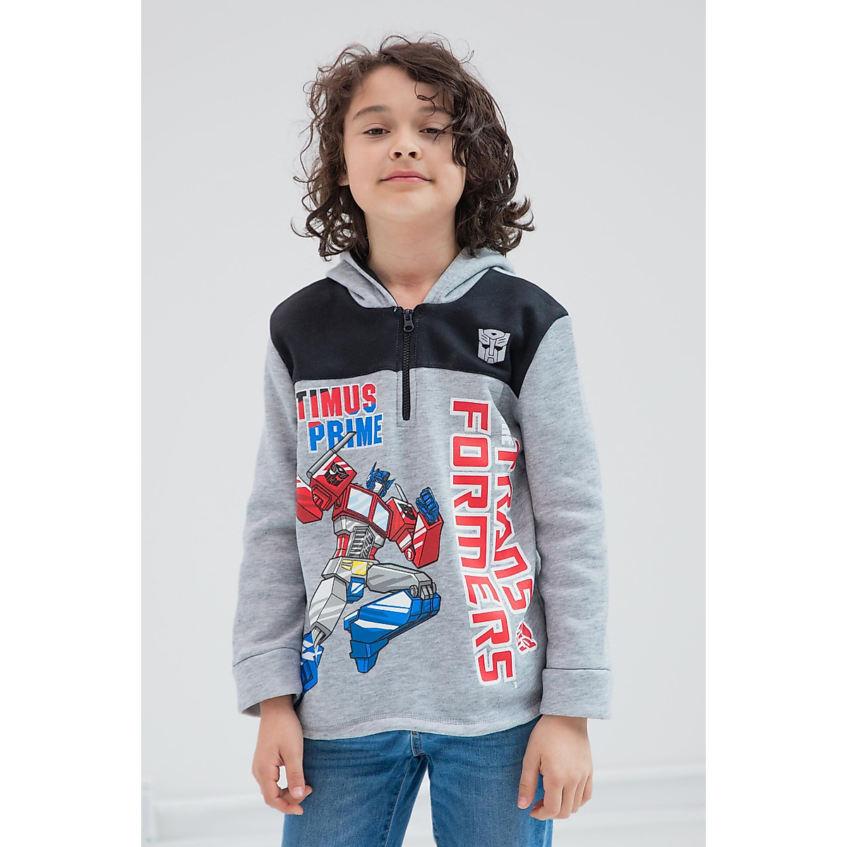 Transformers Optimus Prime Little Boys Fleece Half Zip Hoodie Gray 7-8