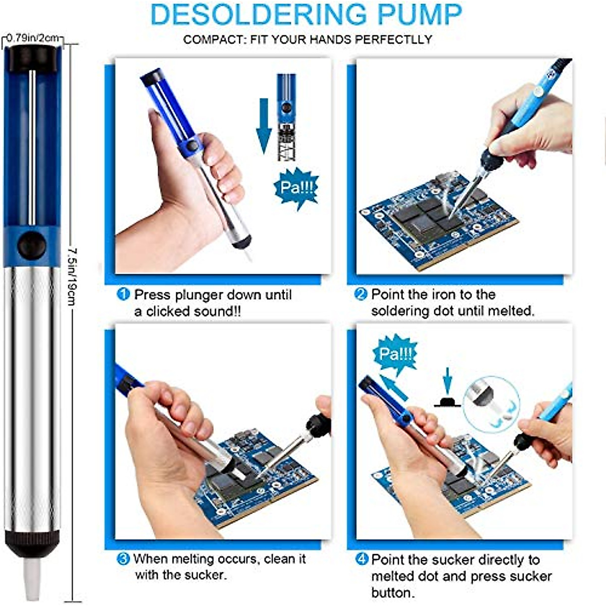 ANBES Soldering Iron Kit Electronics, 60W Adjustable Temperature Welding Tool, 5pcs Soldering Tips, Desoldering Pump, Soldering Iron Stand, Tweezers