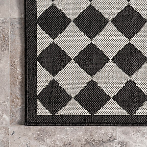 nuLOOM Myka Checkered Indoor/Outdoor Area Rug, 4' x 6', Black and White