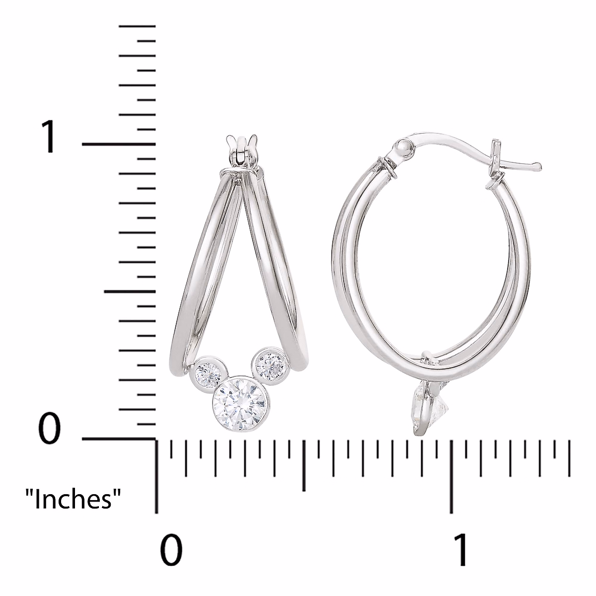 Disney Mickey Mouse Captured Hoop Earrings Sterling Silver Cubic Zirconia Jewelry for Women