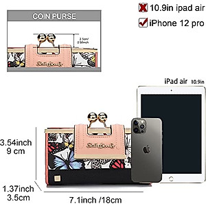 VNFIOEI Women Wallet Leather Large Capacity Women's Handbag Large Capacity Long Wallet, with 10-card slots and clips, and Zero Wallet with Buckle in the middle Butterfly.