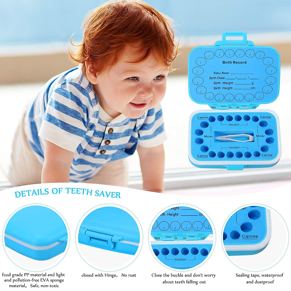 2 Pieces Baby Keepsake Tooth Box PP Baby Teeth Storage Holder Fairy Tooth Boxes Saver First Tooth Collection Container for Boys and Girls (Pink with Purple, Blue)