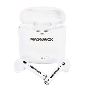Magnavox MBH570 Bluetooth Mini Wireless Ear Buds with Charging Case in White