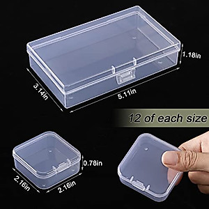 24 Pcs Mixed Sizes Clear Plastic Storage Containers, Small Rectangular Storage Organizer with Lid,Beads Storage Box for Storage Beads, Crafts, Jewelry, Clay, Crayons, Pins,Sewing, Cards (2 Sizes)