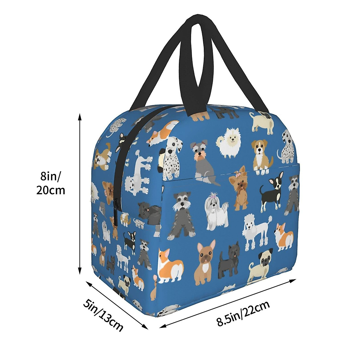 Wyehjut Dog Lunch Box Kids Insulated Puppy Lunch Bag Reusable Animal Lunchbox Tote Bags for Teens Girls Boys Women School Office Travel