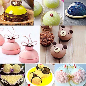 RAYNAG 2 Pack Medium Semi Sphere Silicone Mold Baking Chocolate Bath Bomb Making Domes Tray Cake Eyeballs Jelly Dome Mousse Soaps Molds, 15-cavity