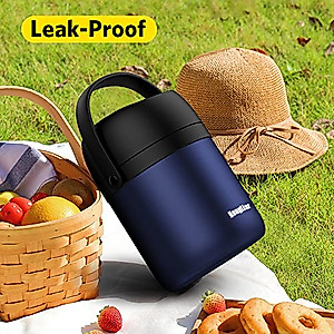 HongiJar Insulated Food Jar 54oz, Thermos 8 Hours Hot Food Lunch Bento Box, 2 Tiers Stackable Thermal Containers, Double Wall Leak-Proof Vacuum Soup Stainless Steel Layers Storage for Adults