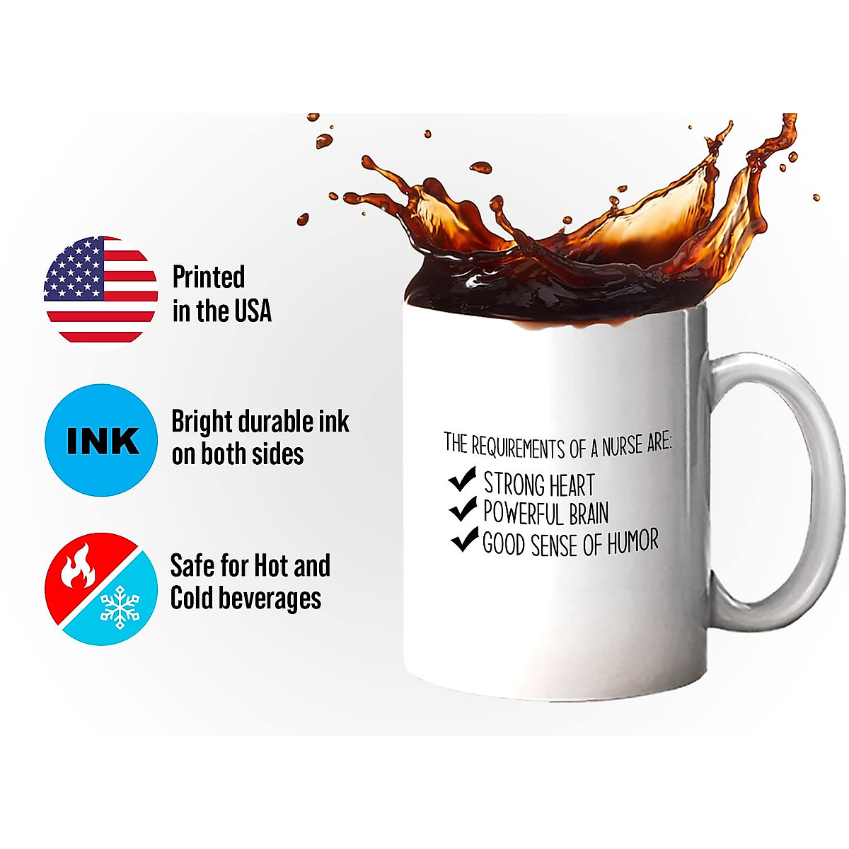 Bubble Hugs Nurse Coffee Mug 11oz White - The Requirements - Labor Clinical Certified Nursing Assistant Surgical Emergency Oncology Practitioner