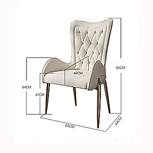 KEFFOR Dining Kitchen Room Chairs Living Room Armchair Modern Upholstered Dining Chairs with Soft Microfiber Leather Cushion Seat and Gold-Plated Feet (Color : White)