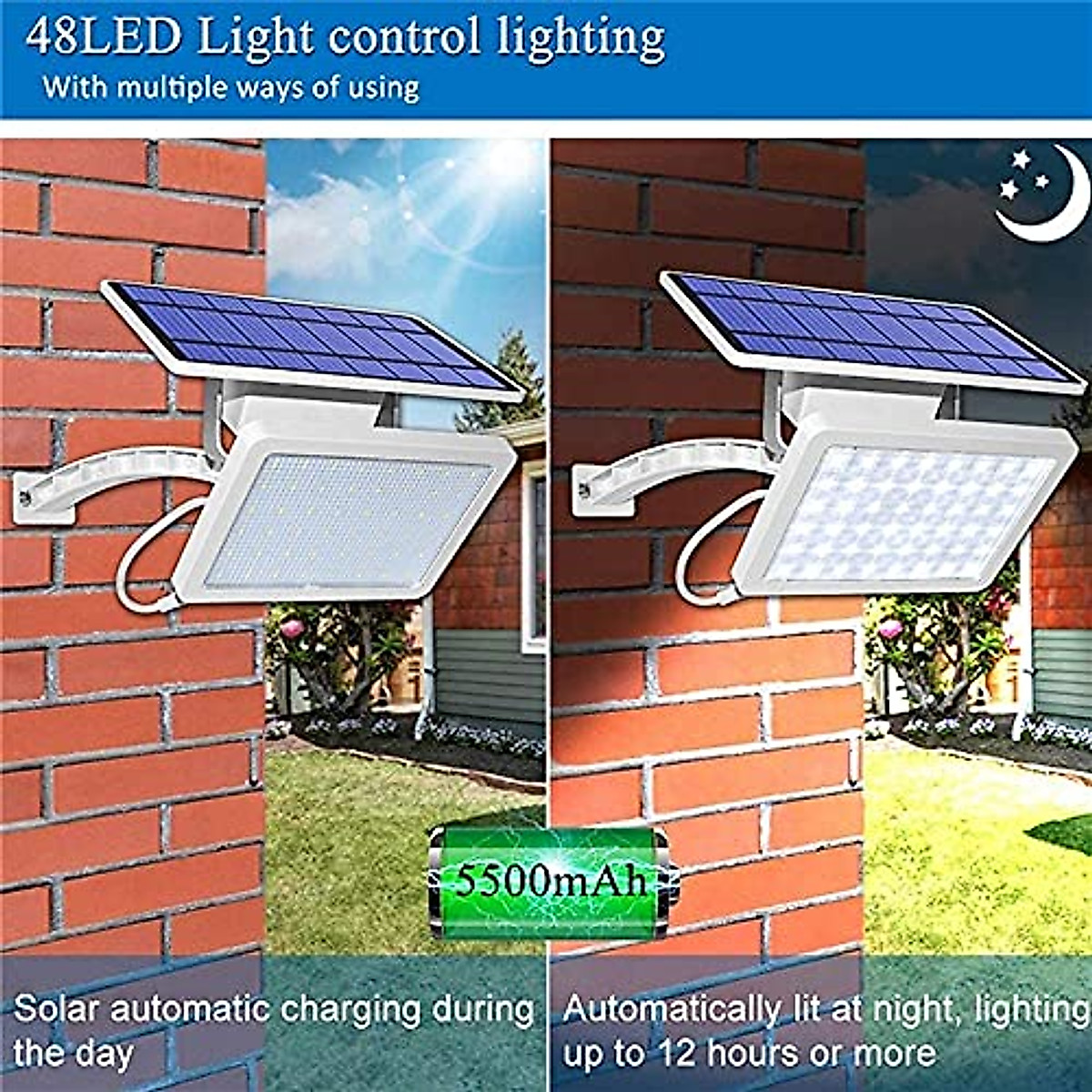 KLFJFD Solar Lights Outdoor,48 LEDs Solar Light for Outdoor Garden Wall Yard LED Security Lighting with Adjustable Lighting Angle,for Home Garden