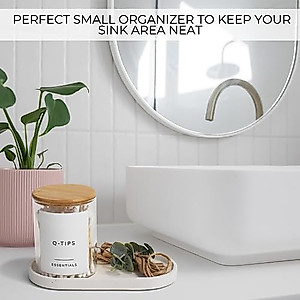 Decorative Bathroom and Vanity Tray - A Modern Concrete Tray to Beautifully Display Lotion & Soap Dispensers On Your Bathroom Counter - This Perfect Small Organizer Keeps Your Kitchen Area Neat