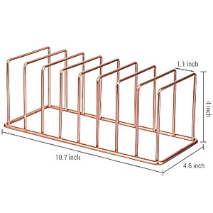 MyGift Modern Copper Tone Metal Wire Kitchen Dish Drying Rack - Dishes Storage Organizer for Flat Dinner Plates, Cutting Boards, Serving Trays