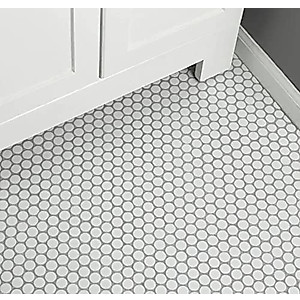 Penny Round Tile Arctic White Porcelain Mosaic Matte Look Wall and Floor Tile (Box of 10 Sheets) for Kitchen Backsplash, Bathroom Floor, Accent Wall