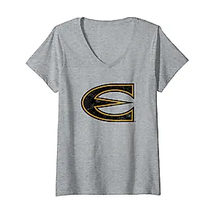 Womens Emporia State University ESU Hornets Distressed Primary V-Neck T-Shirt