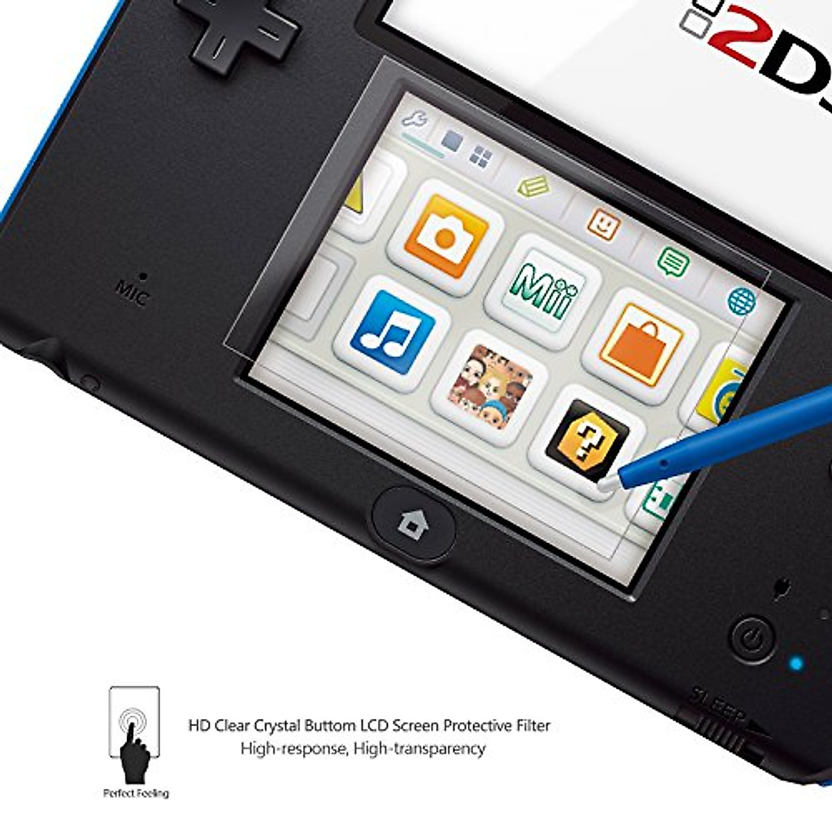 AKWOX (4pcs) Tempered Glass Top LCD Screen Protector + HD Clear Crystal Buttom LCD Screen Protective Filter for 2DS