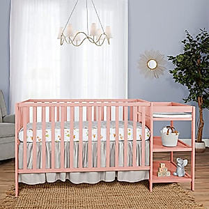 Dream On Me Synergy Convertible Crib and Changer in Dusty Pink with Detachable Changing Table, JPMA Certified, 1” Changing pad