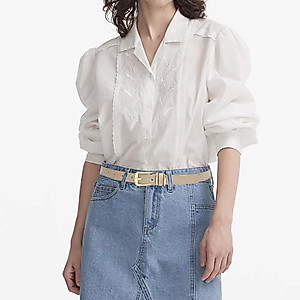 IFENDEI Women Waist Belts for Dresses Thin Black Skinny Leather Belts with Gold Pin Buckle Beige Small