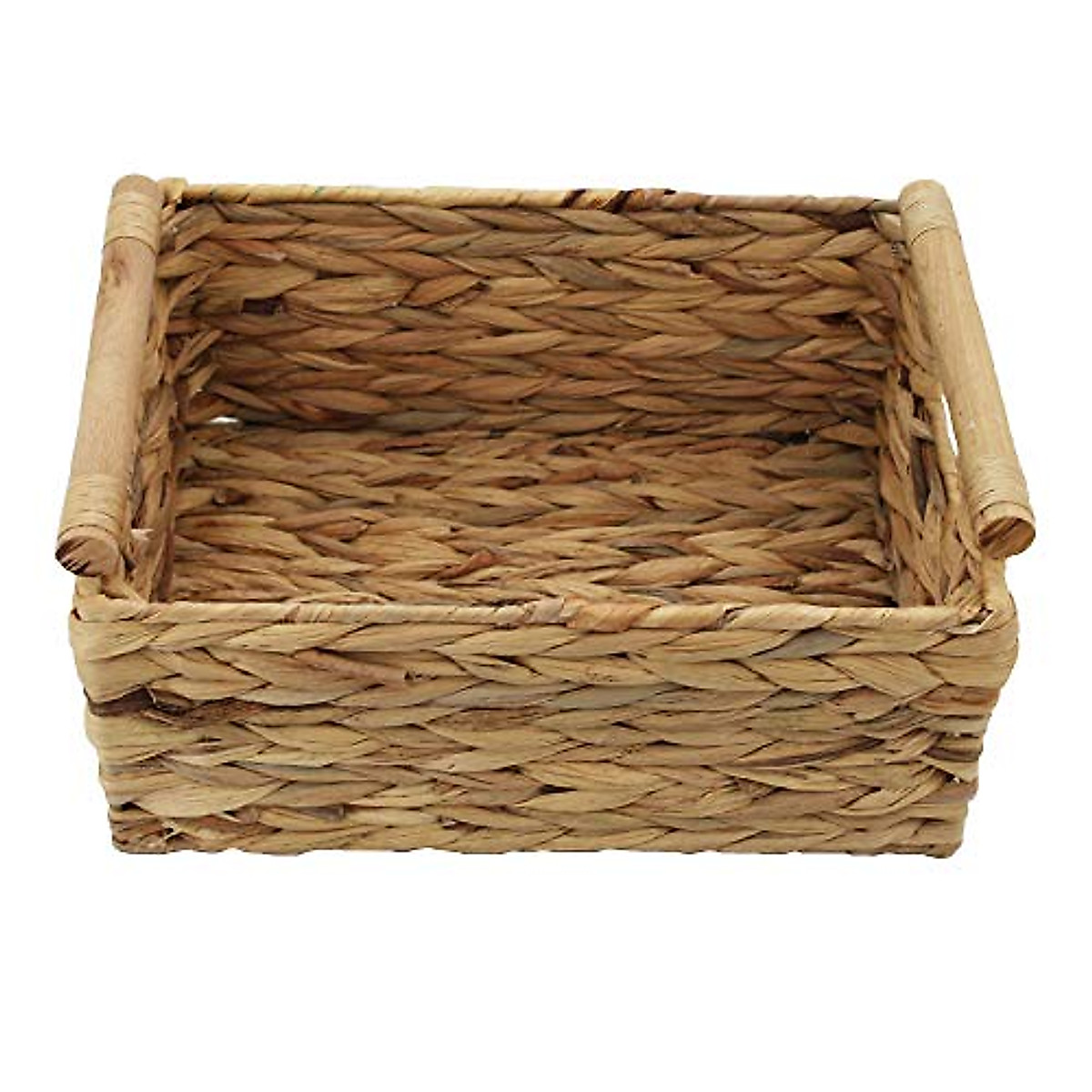 Storage Basket made by Water Hyacinth with Wood Handles, Arts and Crafts. (Medium)