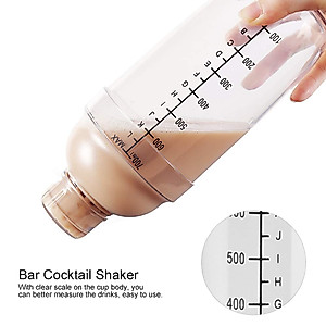 Fdit 24 oz Plastic Cocktail Shaker with Measurements Clear Drink Mixer Martini Shaker Kit Boston Shaker Professional Bartender Shakers Tool