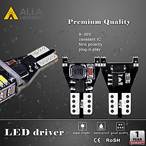 Alla Lighting 912 921 LED Bulbs for Back-up Reverse Lights, 6000K Xenon White CAN-BUS 4014 30-SMD T10 T15 906 W16W 921K 922, 360° Light Backup, Cargo Lights Replacement, Extremely Super Bright