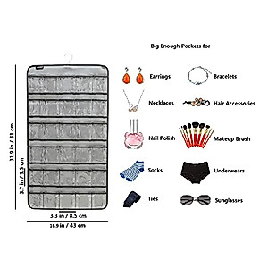 ANZORG Hanging Baby Shoes Organizer Baby Headband Holder Closet Organizer for Baby Bow Socks Underwear with 30 Clear Pockets (GREY)