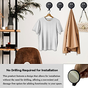 Self Adhesive Metal Smiley Wall Hooks 4-Pack | Stylish Black Hanging Hooks for Home Decor | Perfect for Hanging Coats, Towels, Keys in Modern Spaces