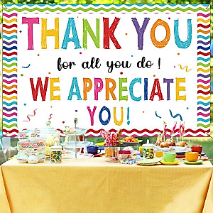 Partydream Thank You for All You Do Backdrop We Appreciate You Banner Decoration Thank You Banner Background Employee Staff Appreciation Gifts Teacher Doctor Graduation Appreciation Party Decor