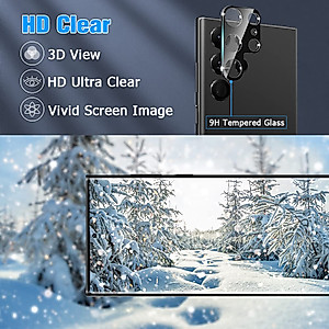 [2+2 Pack] S22 Ultra Glass Screen Protector, HD Clear 9H Tempered Glass Scratch Resistant, Fingerprint Unlock, 3D Curved, Bubble-Free for Samsung Galaxy S22 Ultra Glass Screen Camera Protector(6.8