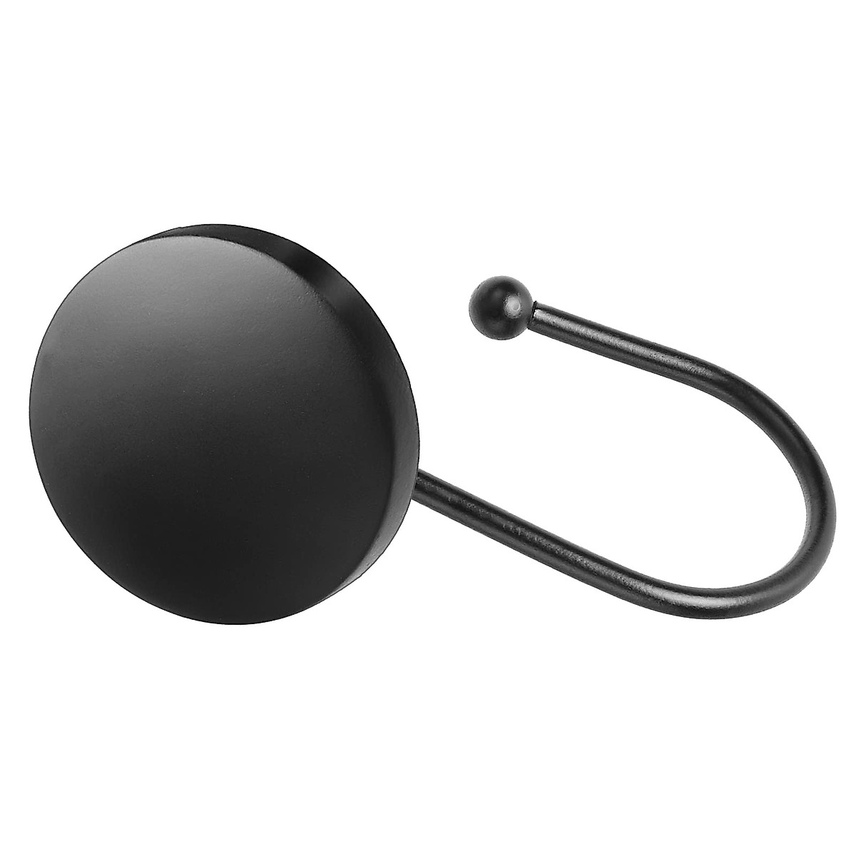 Round Button Resin Shower Curtain Hooks Set of 12 Decorative Shower Curtain Hangers for Bathroom Classic Farmhouse Style Simple Modern Elegant Matte Black