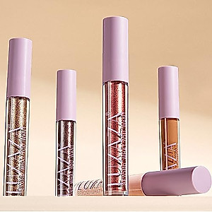 LUXAZA Neutral Brown Liquid Eyeshadow Set, 5Pcs - Long Lasting, Highly Pigmented, Quick-Drying Sparkling Eye Shadow Makeup, Multi-Use, Travel Friendly