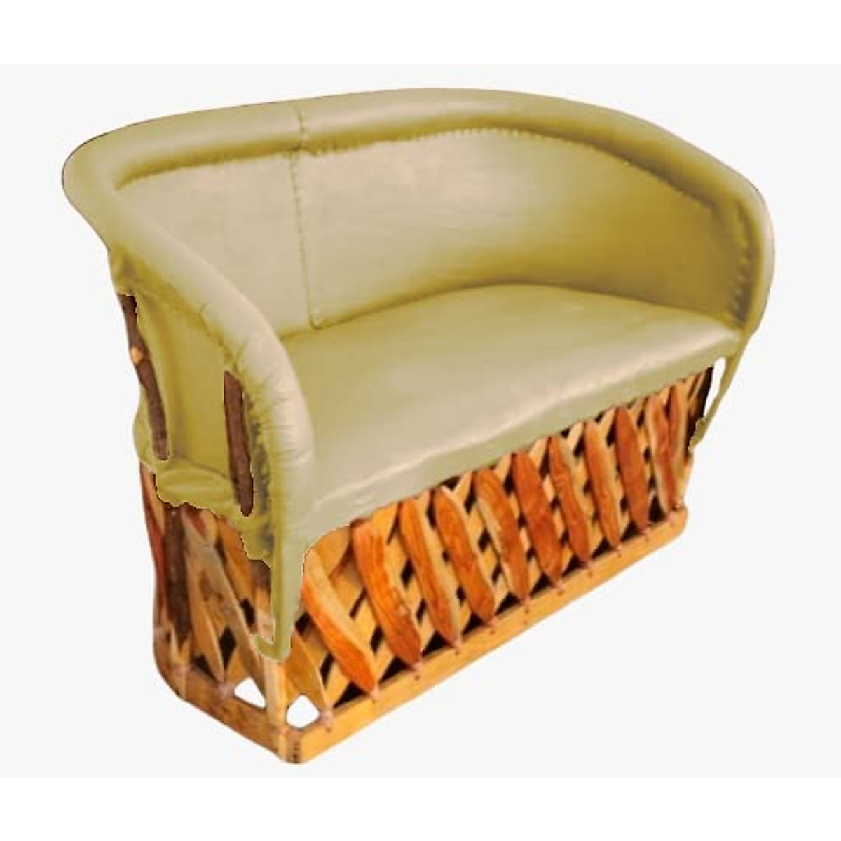 Love Seat Equipal Mueble Hecho a Mano por Equipales San Jose Color Beige Mexicano Estilo Tradicional Ideal para tu hogar, casa, jardín, oficina, restaurante, hotel, bar, playa, sala, comedor, recámara