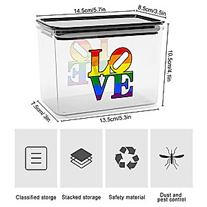 Love LGBT Gay Pride Storage Box Plastic Food Organizer Container Canisters with Lid for Kitchen