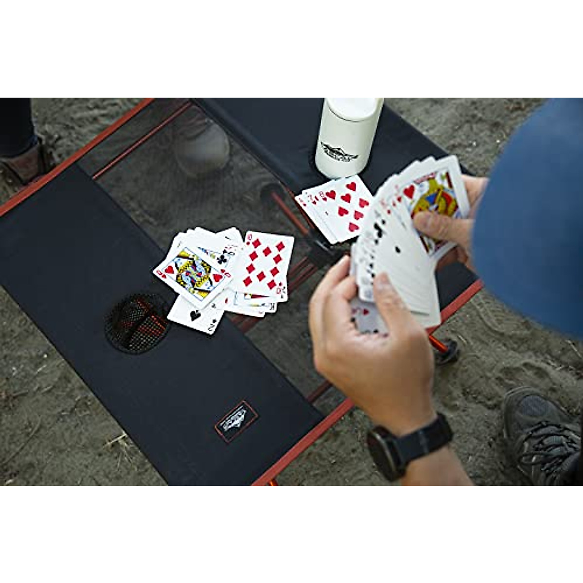 Cascade Mountain Tech Ultralight Camp Table - Lightweight for Backpacking, Camping, Sporting Events, Beach, and Picnics with Carry Bag - Black/Orange