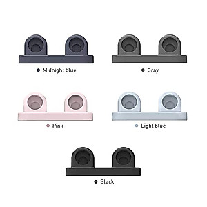 Delidigi Dual iwatch Stand Dock Silicone Charger Stand Compatible with Apple Watch Ultra SE2 Series 8 7 6 SE 5 4 3 2 1 (49/45/44/42/41/40/38mm), Supports Nightstand Mode (Black)