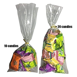Cellophane Bags 200 PCS Clear Flat Cello Treat Bags Party Favor Bag for Gift Bakery Cookies Candies with 200 Twist Ties (4x9Inch)