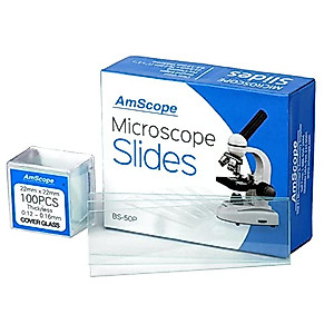 AmScope - 40X-1000X Cordless Student Compound Microscope + Slide Preparation Kit + World of The Microscope Book - M150C-SP14-CLS-50P100S-WM