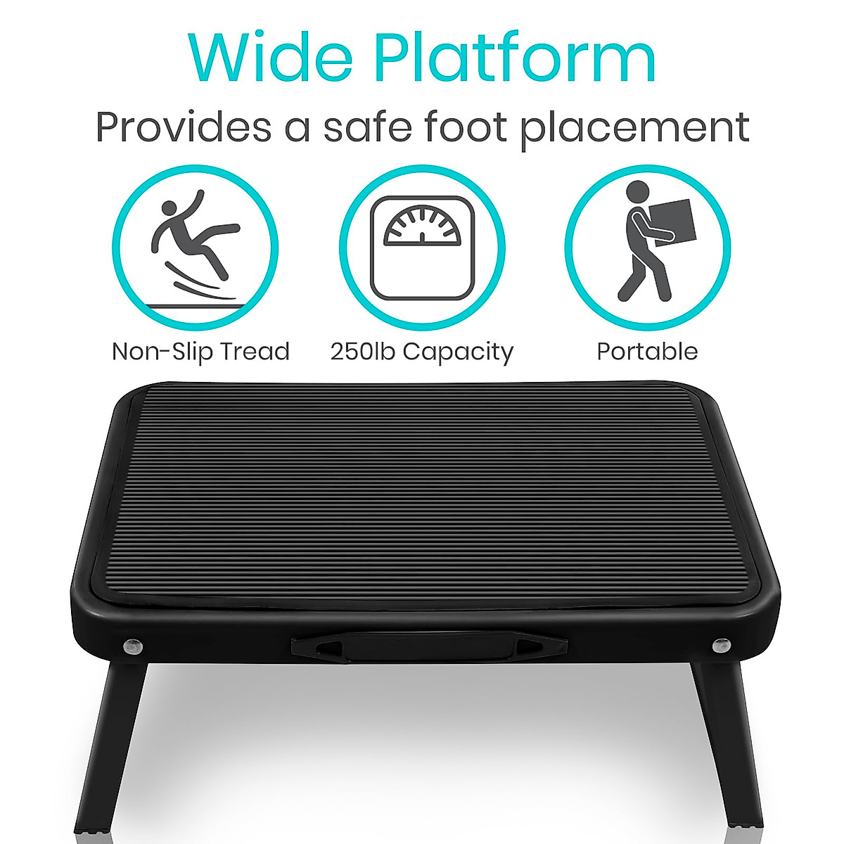 Vive Small Foot Step Stool for Adults (250LBS) - Portable, Foldable Platform - Reinforced Steel Design & Non-Slip Anti Skid Traction - Lightweight & Sturdy - Kitchen, Bedroom, Bathroom, Kids