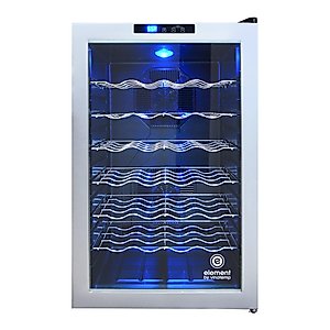 Vinotemp EL-28SILC 28 Bottle Cooler Refrigerator, Freestanding Wine Fridge with Touch Screen Adjustable Temperature Control, Dual-Paned Glass Door and Safety Lock, Metallic