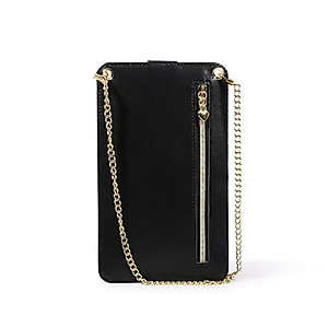 Cell Phone Purse Wallet Case Small Crossbody Bag with Chain Strap for iPhone 13 12 11 Pro Max XR OnePlus Nord N200 9 8 8T Galaxy S21 S20 Note 20 Ultra S21 FE A32 A52 A72 Sony Xperia 1 III 10 II(Black)