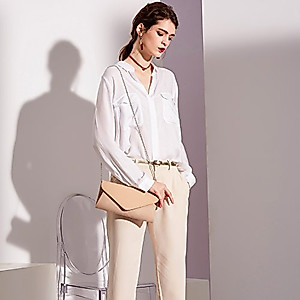 WALLYN'S Patent Leather Clutch Classic Purse Wallet, Evening Bag Handbag With Flannelette Khaki