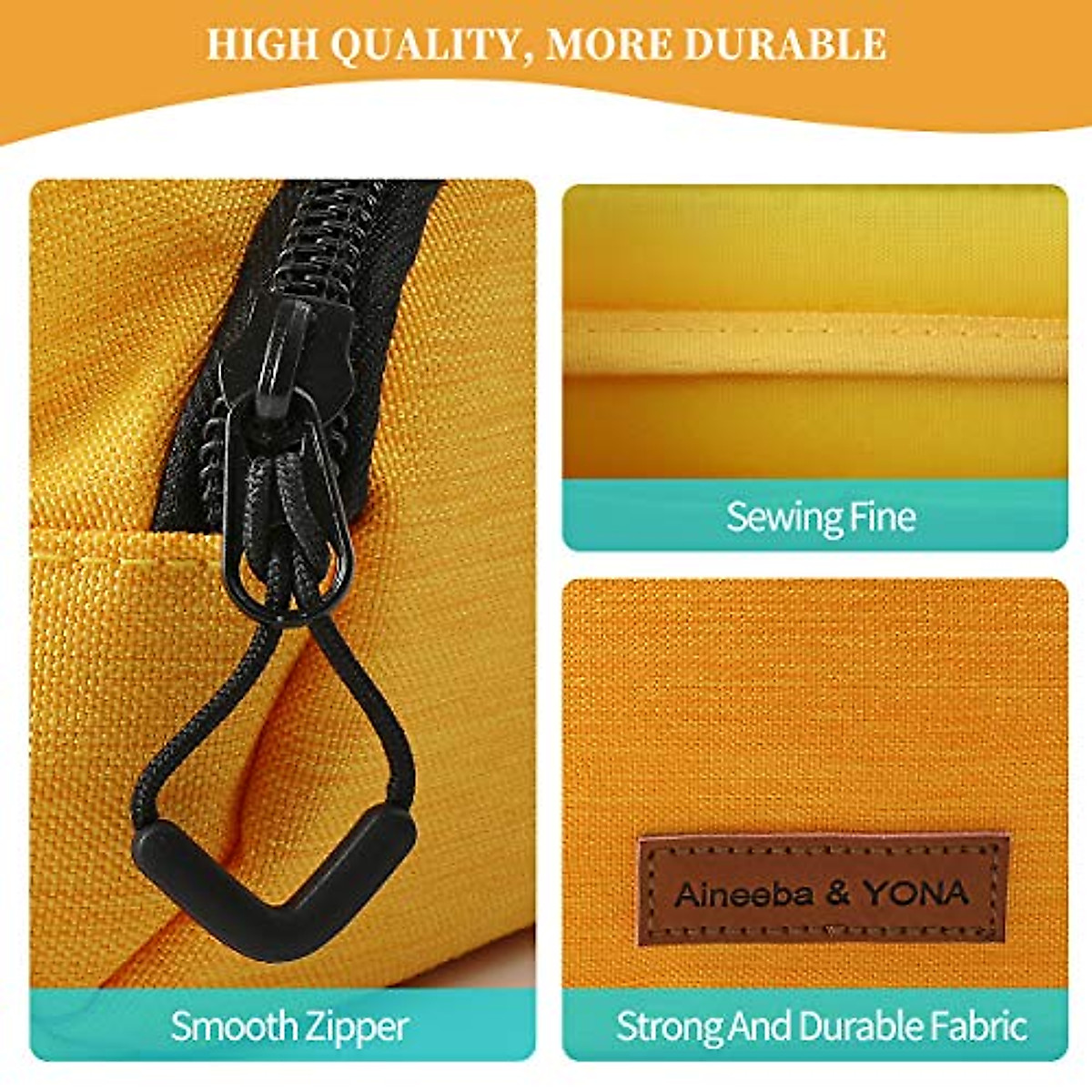 Tineeba Big Capacity Pencil Case Pouch Bag Pen Boxes for Girls Boys Supplies for College Students Middle High School Office Large Storage (Yellow)